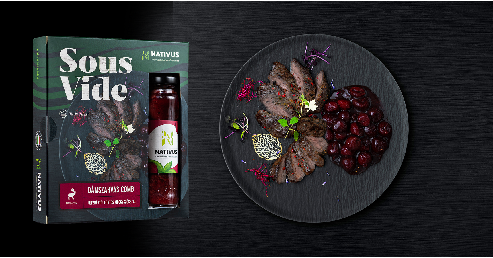 Sous vide dámszarvas comb Újfehértói fürtös meggyszósszal - 200 g hús ...